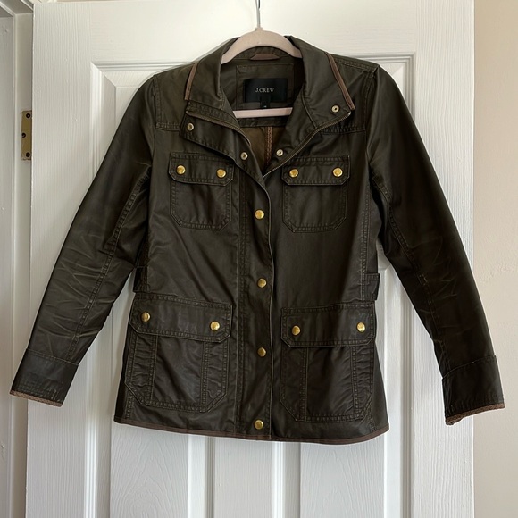 J. Crew | Jackets & Coats | J Crew Downtown Field Jacket Waxed Green ...